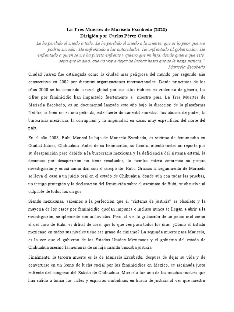 La Tres Muertes de Marisela Escobedo (2020) | PDF | Ciudad juárez | México