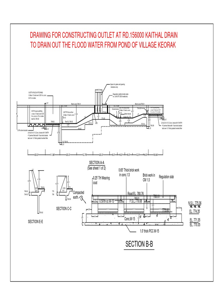 Drawing For Constructing Outlet at Rd.156000 Kaithal Drain To Drain Out ...