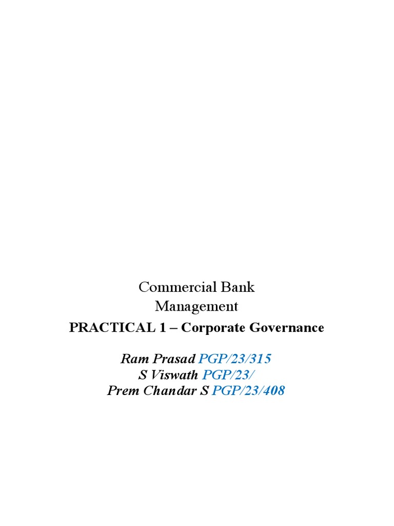 Commercial Bank Management: PRACTICAL 1 - Corporate Governance | PDF ...