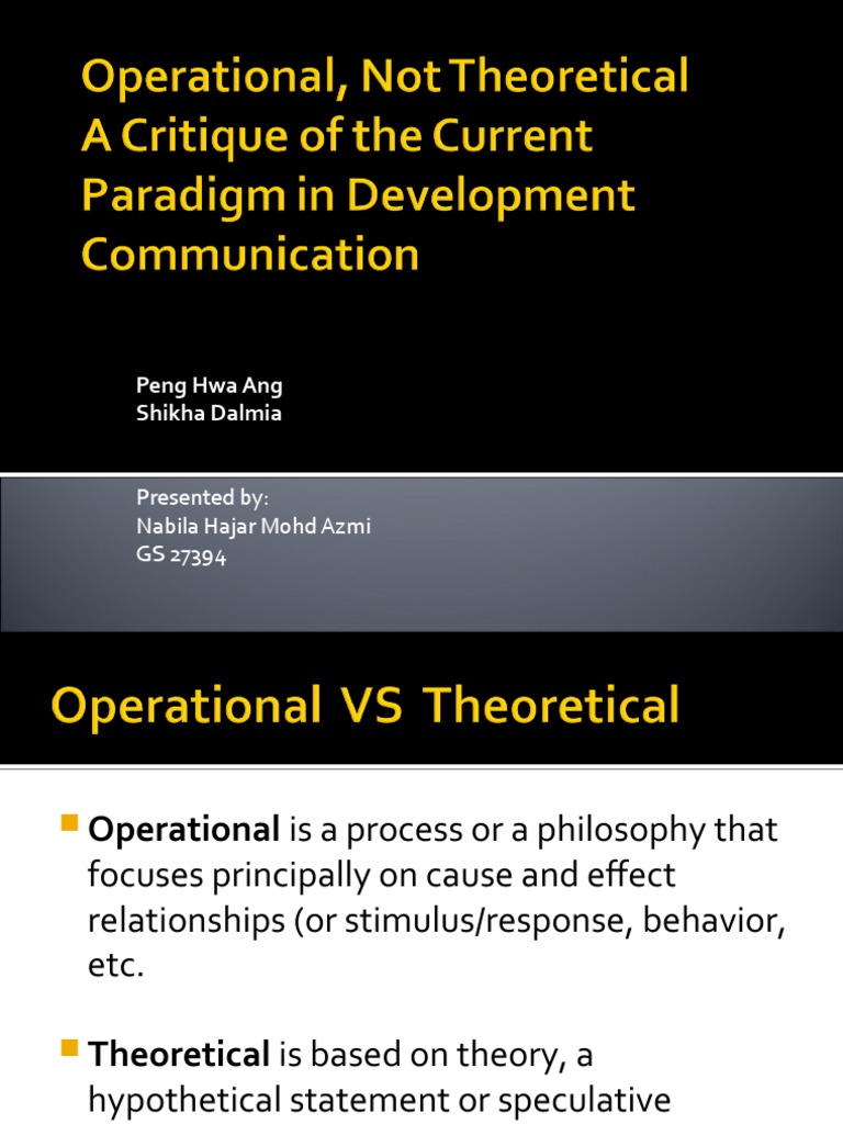 Operational, Not Theoretical | PDF | Modernization Theory | Theory