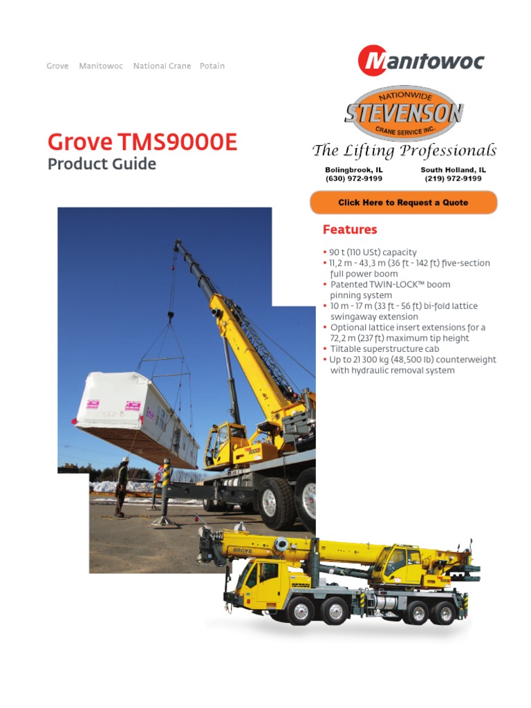 Grove TMS 9000e 90 Ton Grove PDF | PDF | Crane (Machine) | Truck