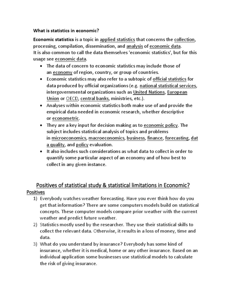 Economic Statistics PDF | PDF | Economic Data | Statistics