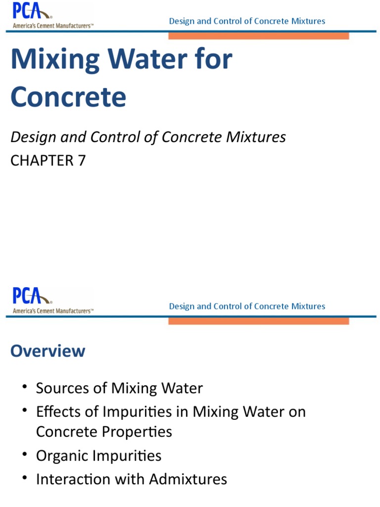 PCA Chapter 7 - Mixing Water For Concrete | PDF | Reclaimed Water ...