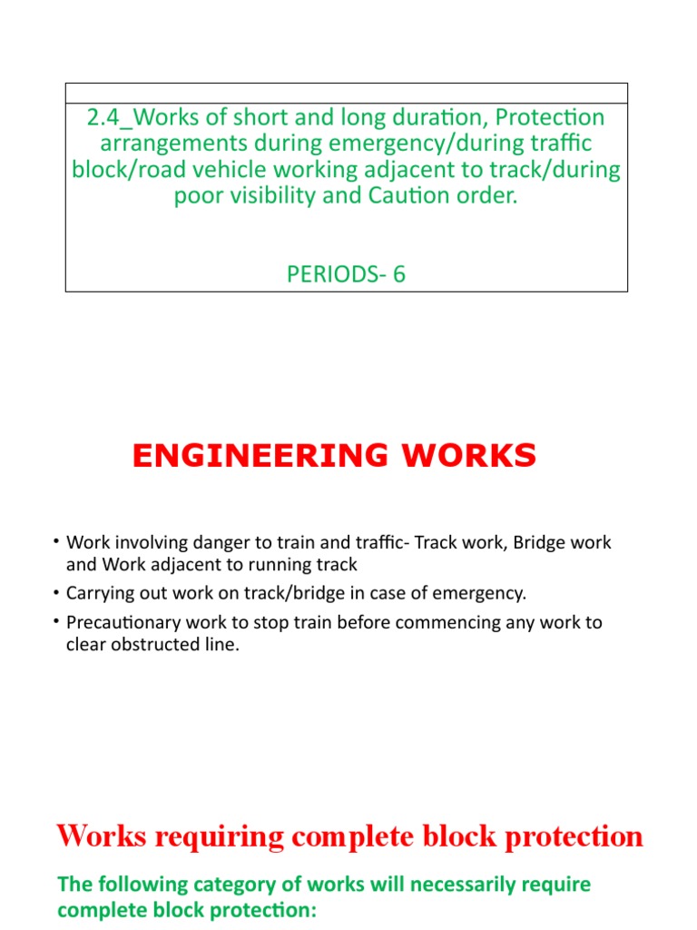 Works of Short and Long Duration, Protection Arrangements Etc | PDF ...