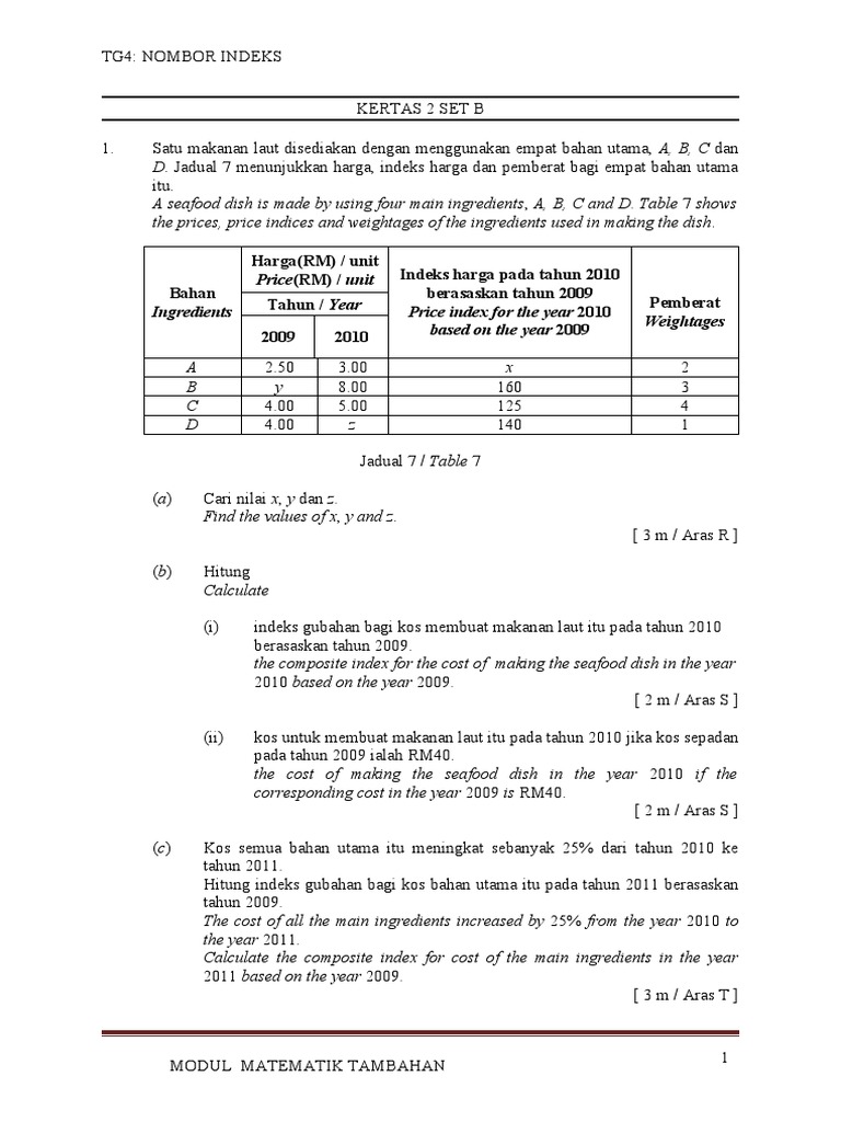 Nombor Indeks Set B | PDF