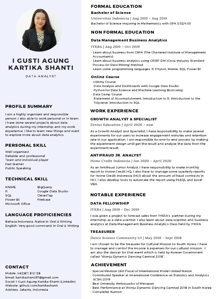 Curriculum Vitae - I Gusti Agung Kartika Shanti | PDF | Analytics ...