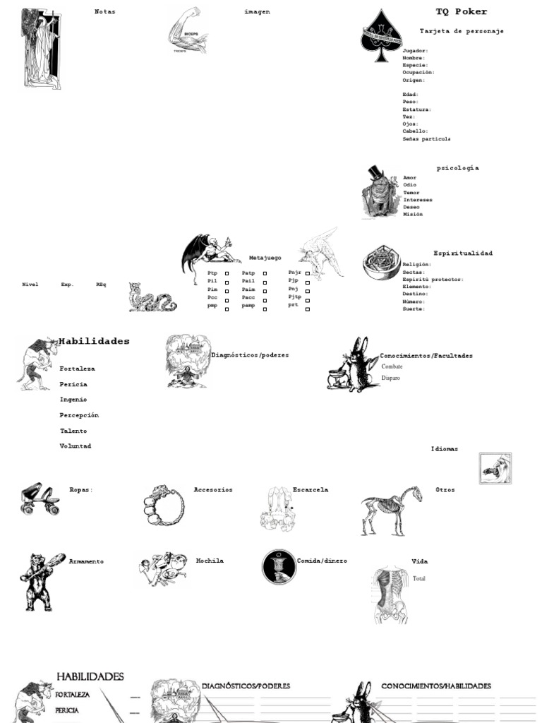 Tarjeta de Personaje para Juegos de Rol | PDF | Juego de azar | Juegos ...