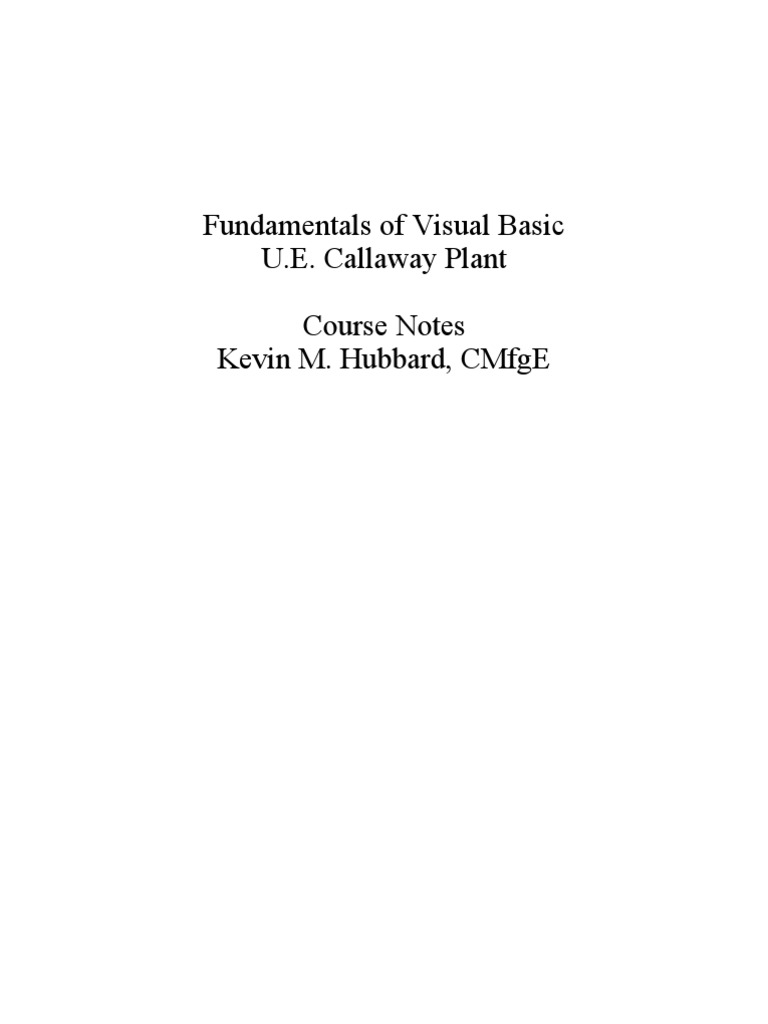 Visual Basic Notes Pdf Subroutine Control Flow
