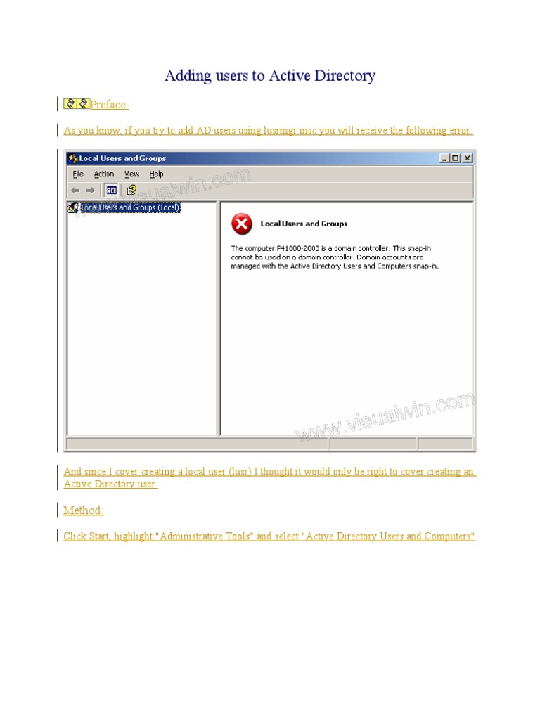 Adding Users To Active Directory | PDF | Computers
