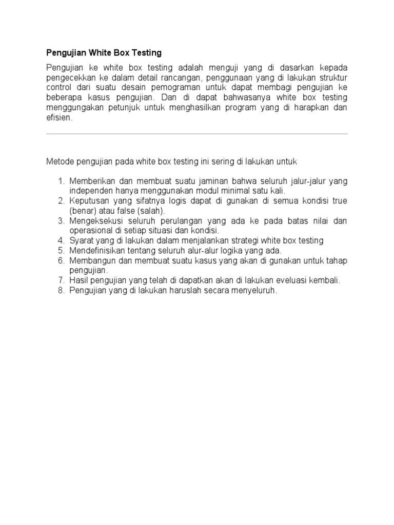 Pengujian White Box Testing | PDF Pengujian White Box Testing | PDF