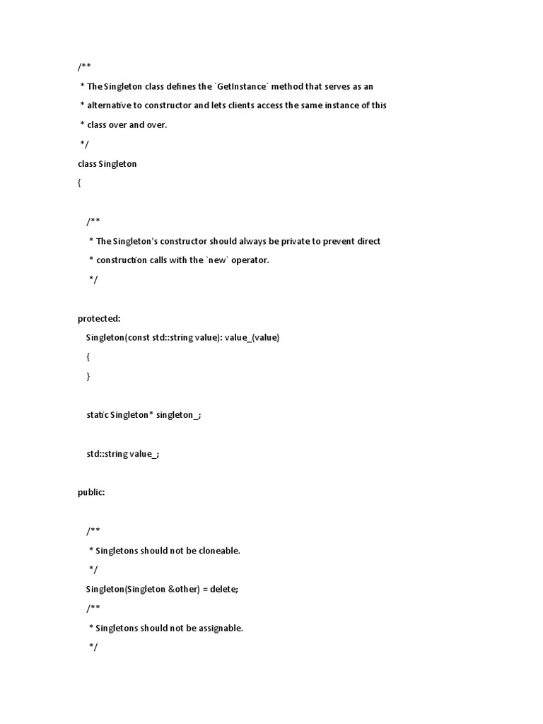 C Singleton Pdf Constructor Object Oriented Programming Programming