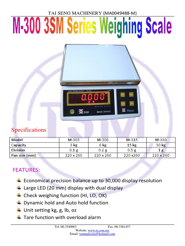 m-300 3sm Series Weighing Scale | PDF