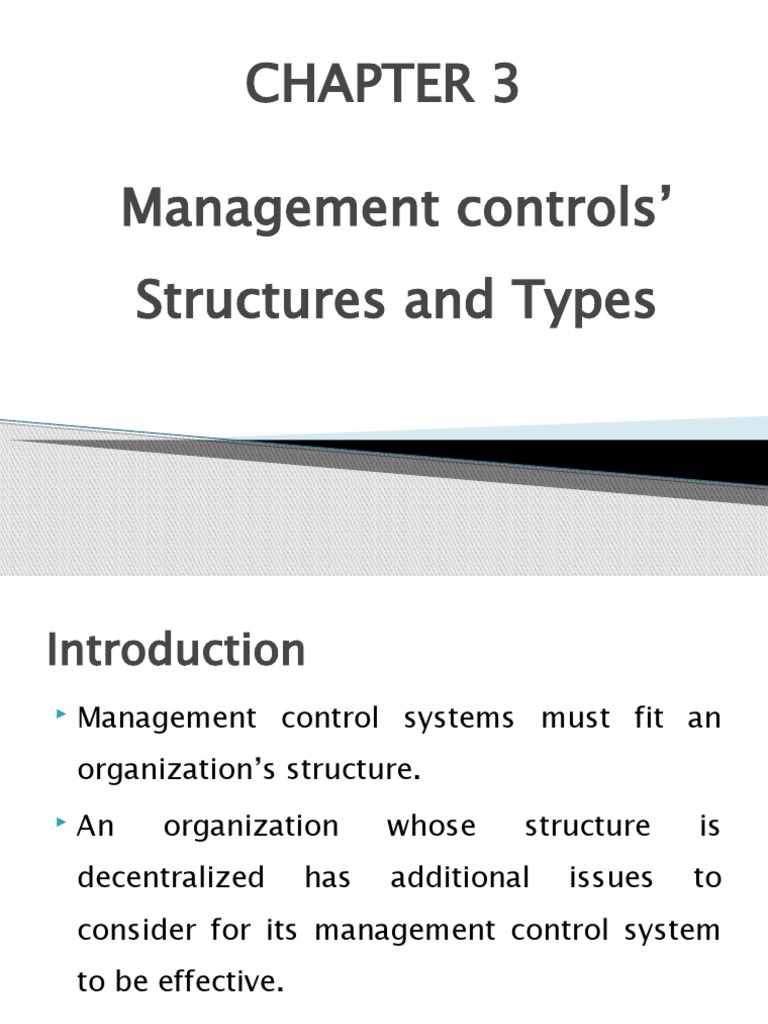 Management Control System CH3 | PDF | Decentralization | Goal