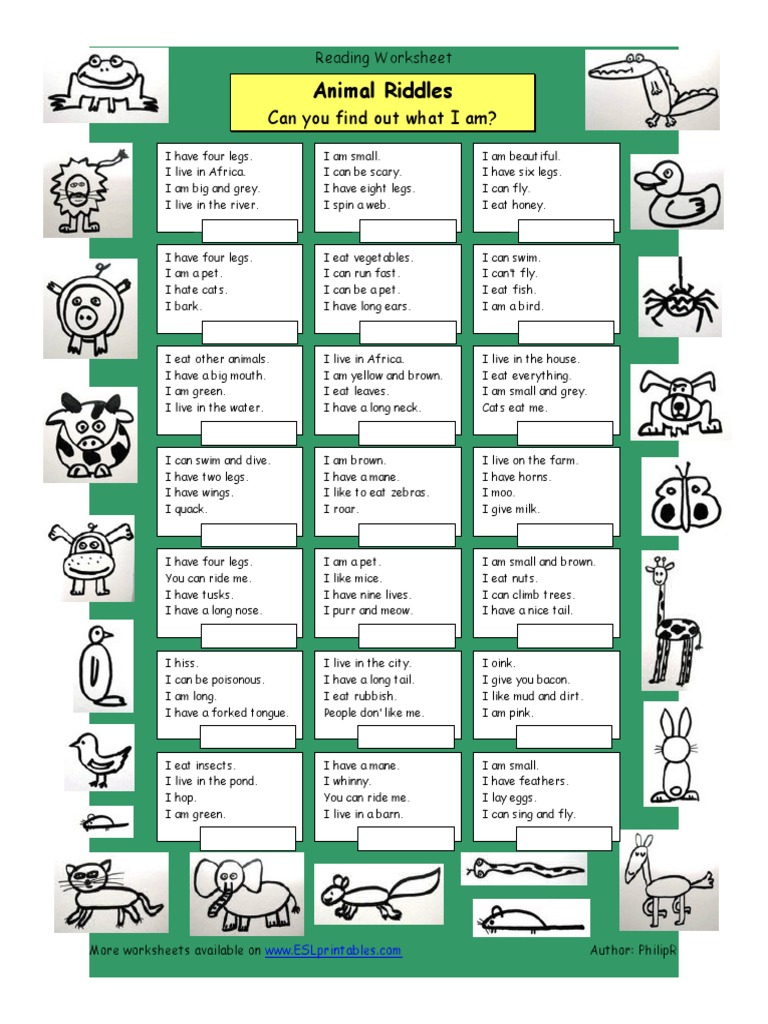 Animal Riddles Reading Worksheet | PDF | Organisms | Nature