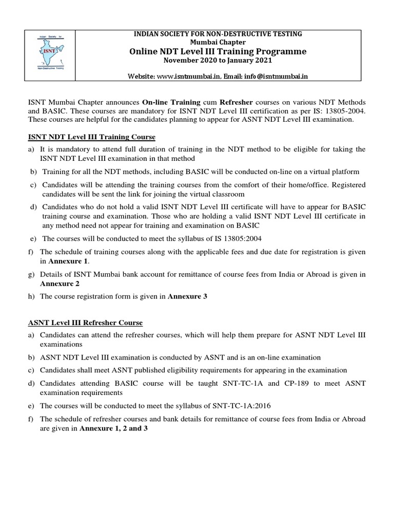 Online NDT Level III Training Programme | Download Free PDF ...