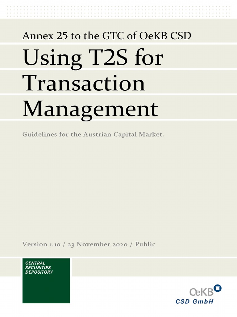 Annex 25 Using T2S For Transaction Management PDF | PDF | Dividend ...
