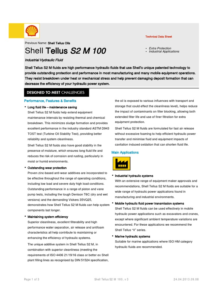 Shell Tellus S2 M 100: Performance, Features & Benefits | PDF ...