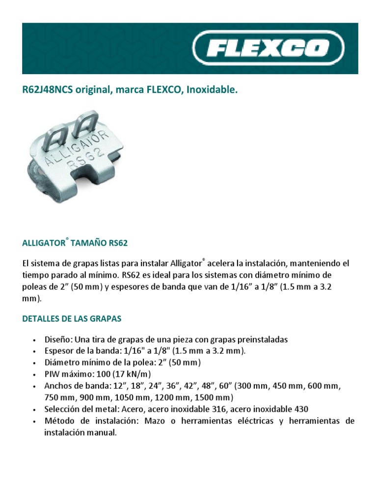Grapas Alligator RS62 para bandas | PDF | Tecnología