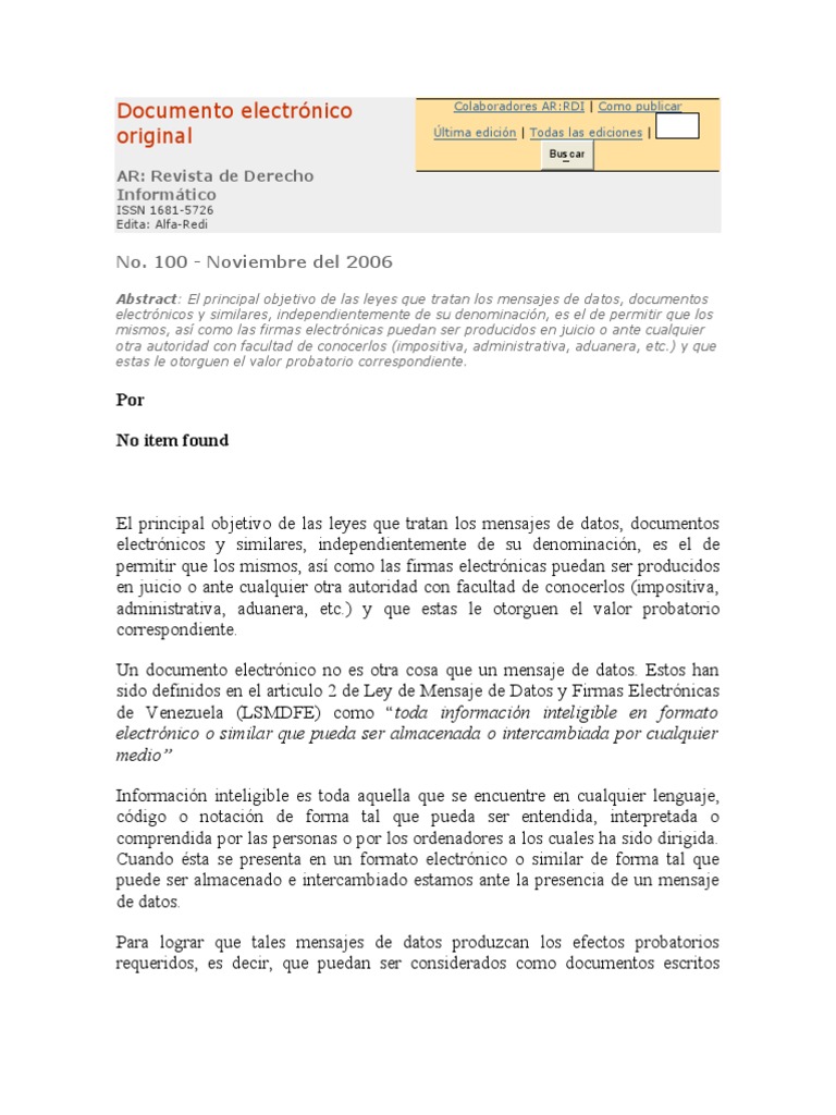 Documento Electrónico Original | PDF | Documento | Venezuela