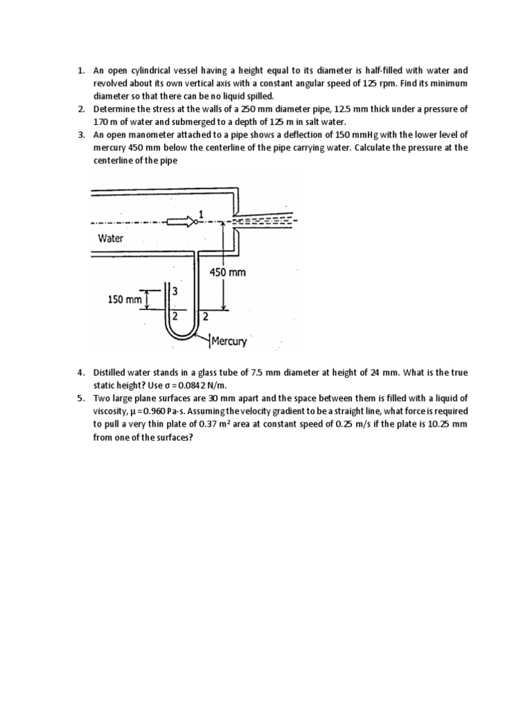 CENG 197 Problem Set 1 PDF | PDF | Pressure | Buoyancy