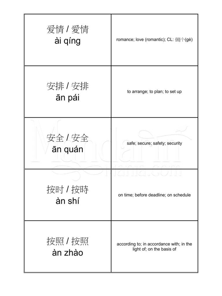 HSK 4 Flashcards Printable PDF | PDF