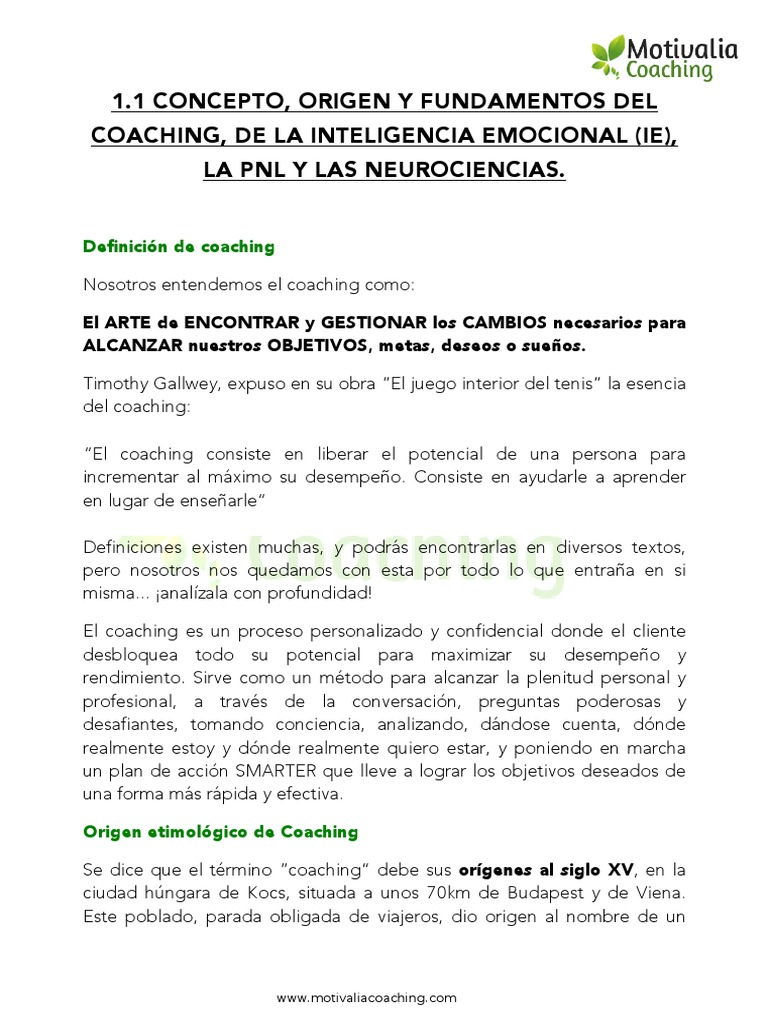 M1AV2 Concepto Origen y Fundamentos Del Coaching | PDF | Conocimiento | Cliente