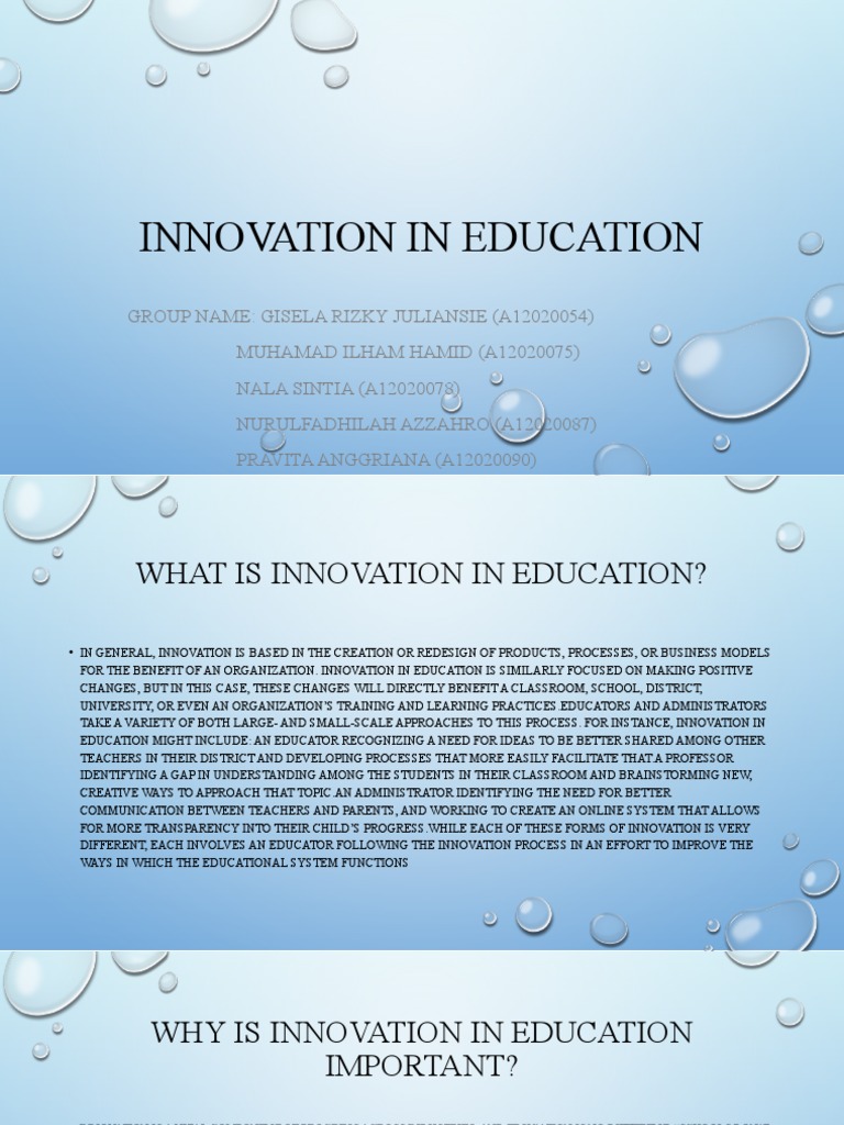 Innovation Strategies in Education | PDF | Innovation | Teachers