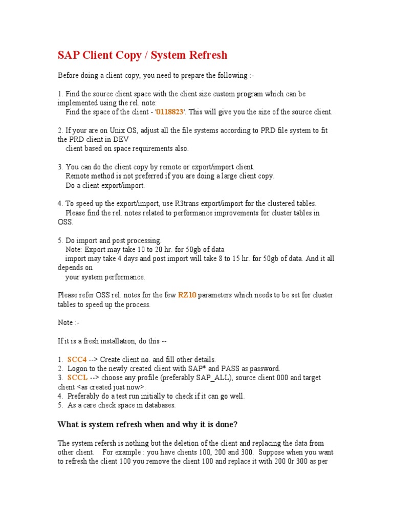 SAP Client Copy / System Refresh: What Is System Refresh When and Why ...