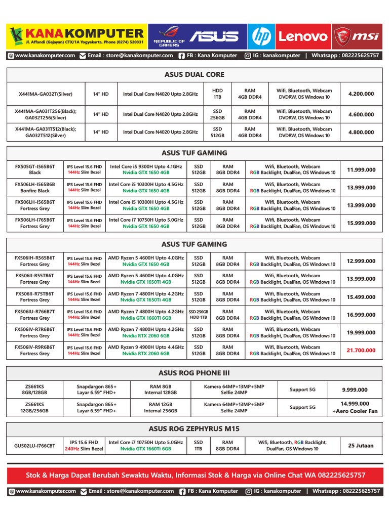 Asus Dual Core: Stok & Harga Dapat Berubah Sewaktu Waktu, Informasi ...