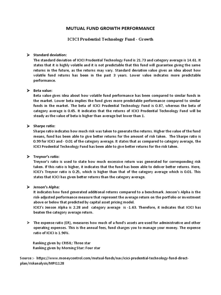 Mutual Fund Growth Performance | PDF | Beta (Finance) | Sharpe Ratio