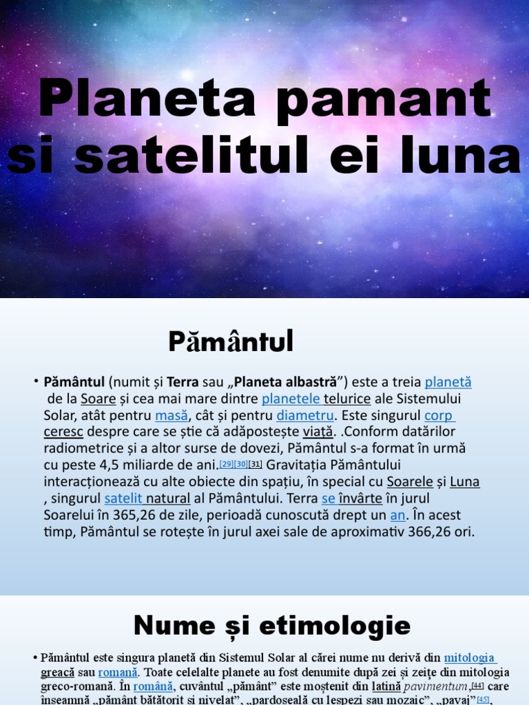 Planeta Pamant Si Satelitul Ei Luna | PDF