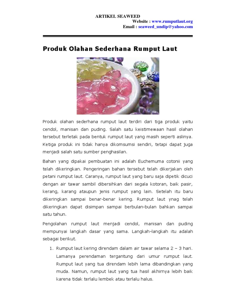 produk olahan sederhana rumput laut