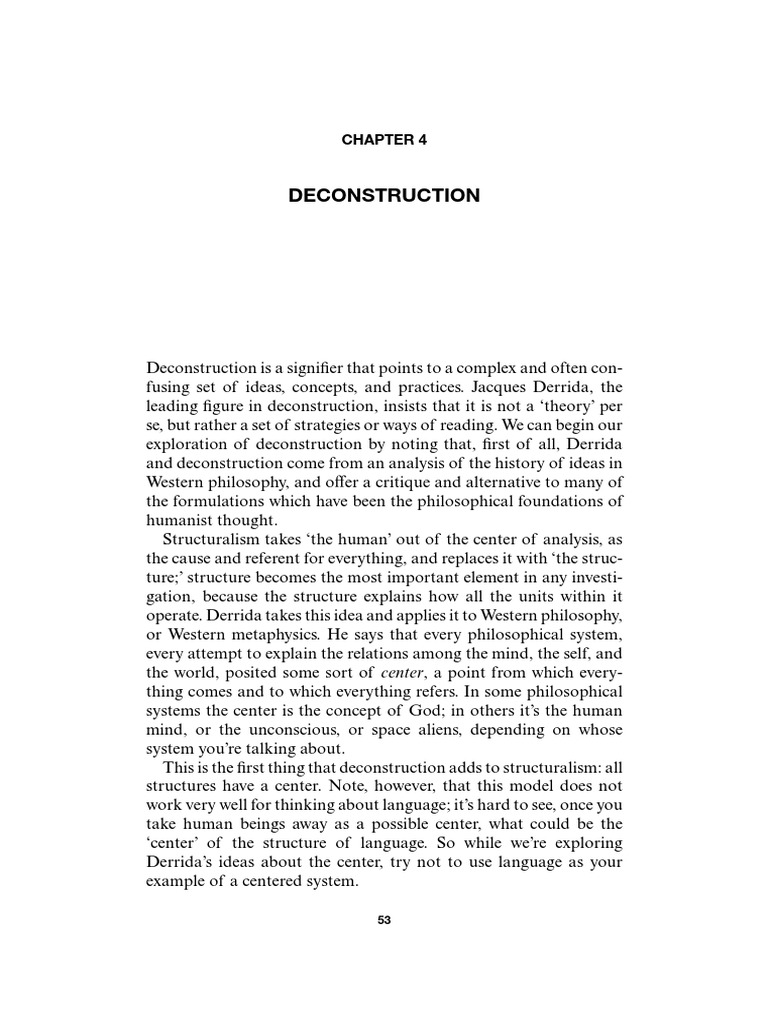 Chapter 4 Deconstruction | PDF | Deconstruction | Jacques Derrida