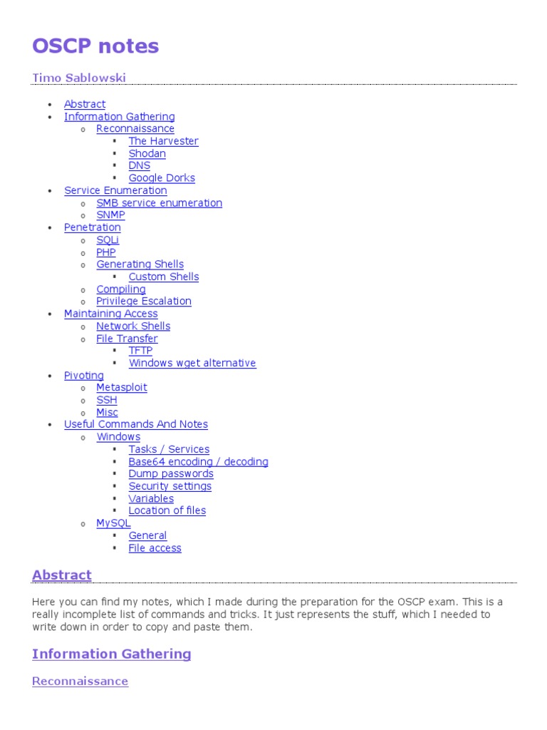 Oscp Notes | PDF | Windows Registry | Secure Shell