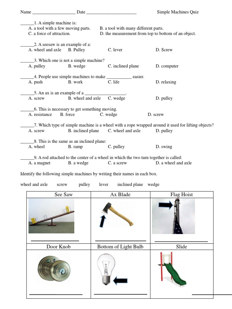 Simple Machines Quiz | PDF