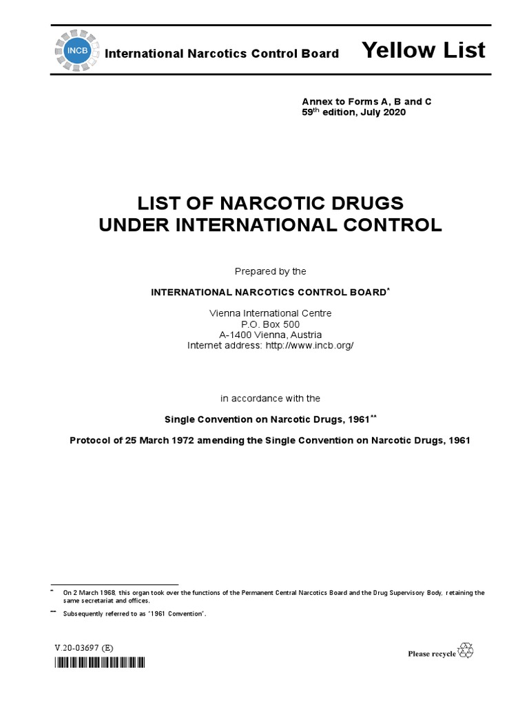 136 List of Narcotic Drugs From International Narcotics Board | PDF ...