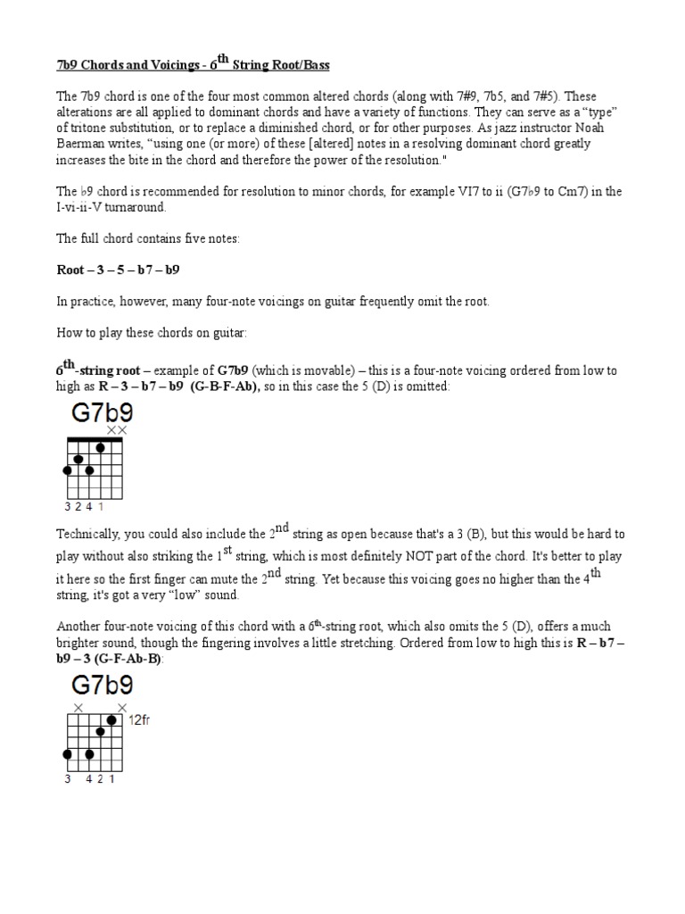7b9 Guitar Chord Voicings | PDF | Chord (Music) | Harmony