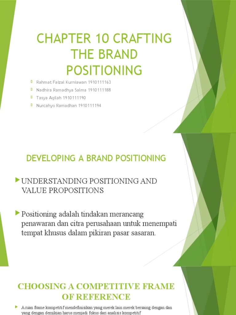 Kelompok 4 Chapter 10 Crafting The Brand Positioning | PDF