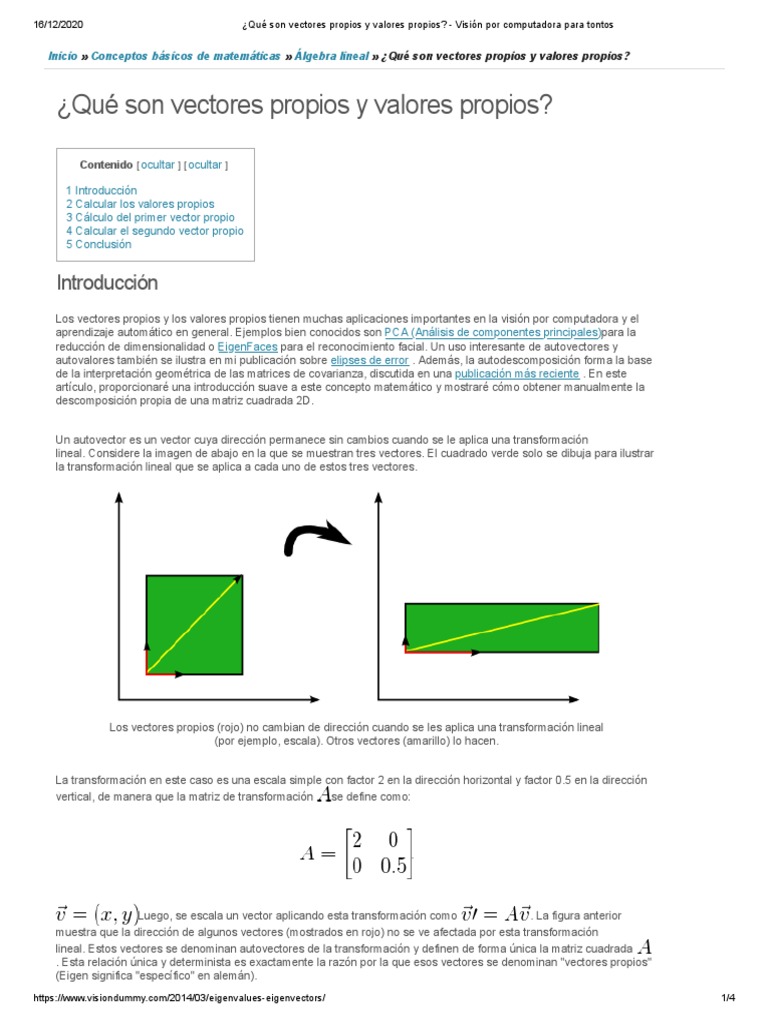 ¿Qué Son Vectores Propios y Valores Propios - Visión Por Computadora ...