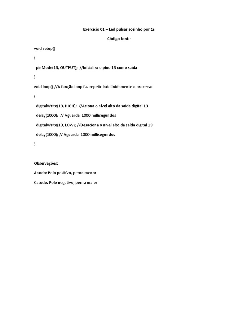 Exercícios Resolvidos Arduíno | PDF