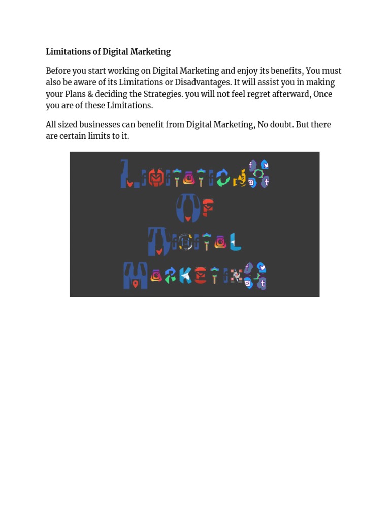 Digital Marketing Limitations Guide | PDF | Digital Marketing | Marketing