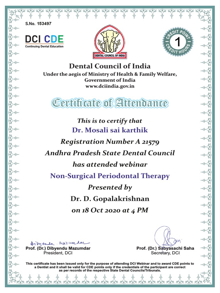 Dci Certificate | PDF