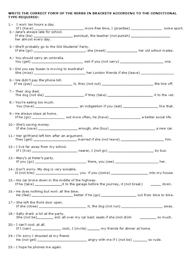 Write The Correct Form of The Verbs in Brackets According To The ... Write The Correct Form of The Verbs in Brackets According To The ...