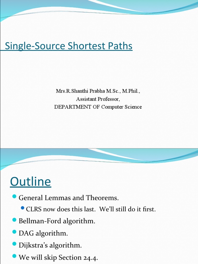 Single-Source Shortest Paths: Mrs.R.Shanthi Prabha M.SC., M.Phil ...