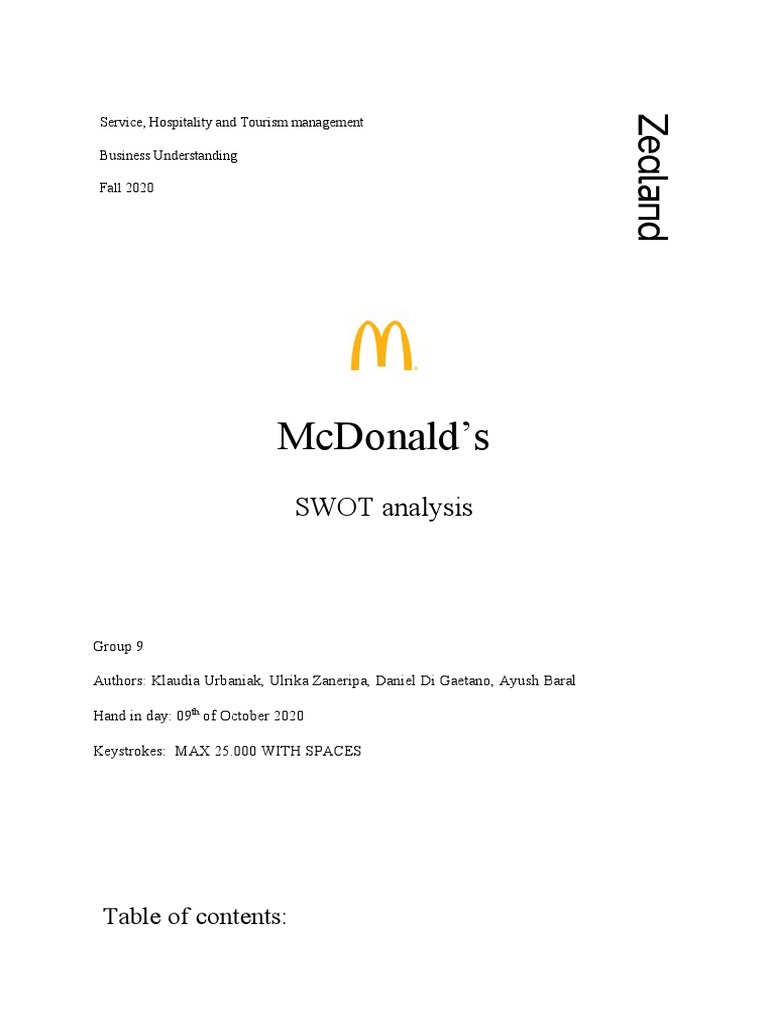 McDonald's - SWOT Analysis | PDF | Fast Food | Mc Donald's