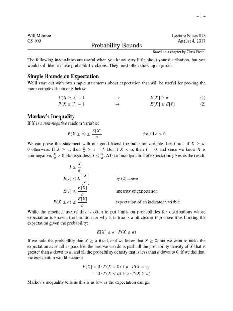 Probability Bounds: Simple Bounds On Expectation | PDF | Expected Value | Variance