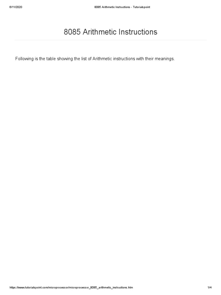 8085 Microprocessor Arithmetic Instructions | PDF | Central Processing Unit | Integrated Circuit