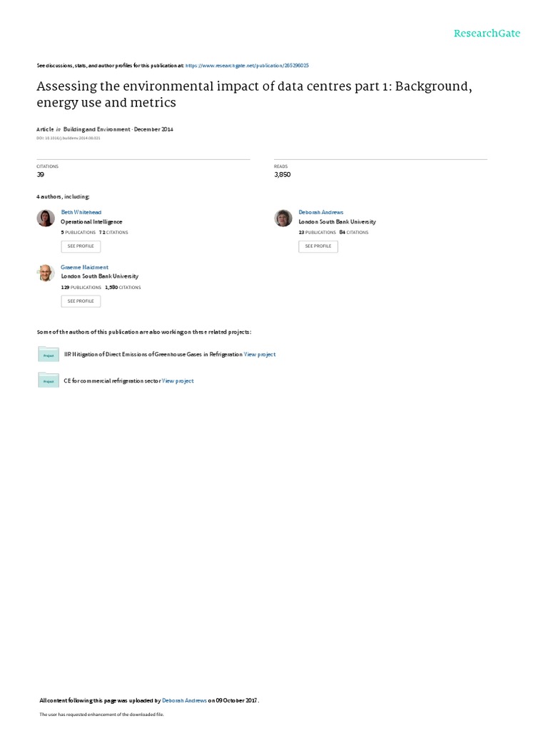 Assessing The Environmental Impact of Data Centres Part 1: Background ...