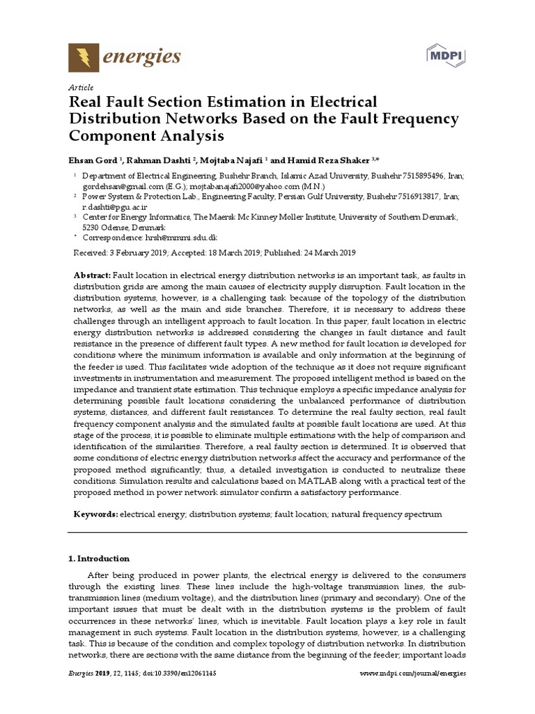 Real Fault Section Estimation In Electrical Distribution Networks Based On The Fault Frequency