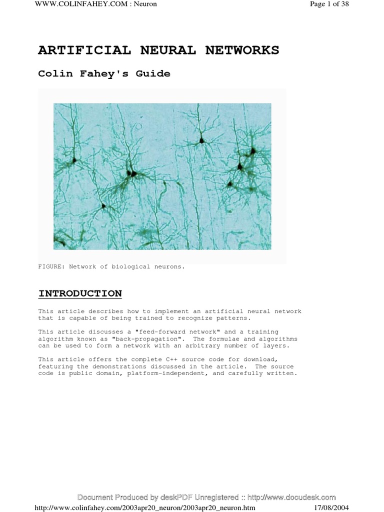 Artificial Neural Networks Guide | PDF | Dendrite | Artificial Neural Network
